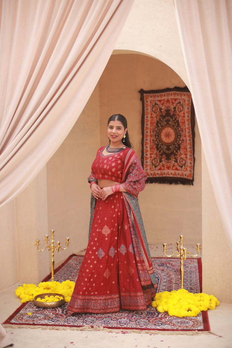Kidar Mehroon Silk Lehenga Set– Kidar Textile Mills
