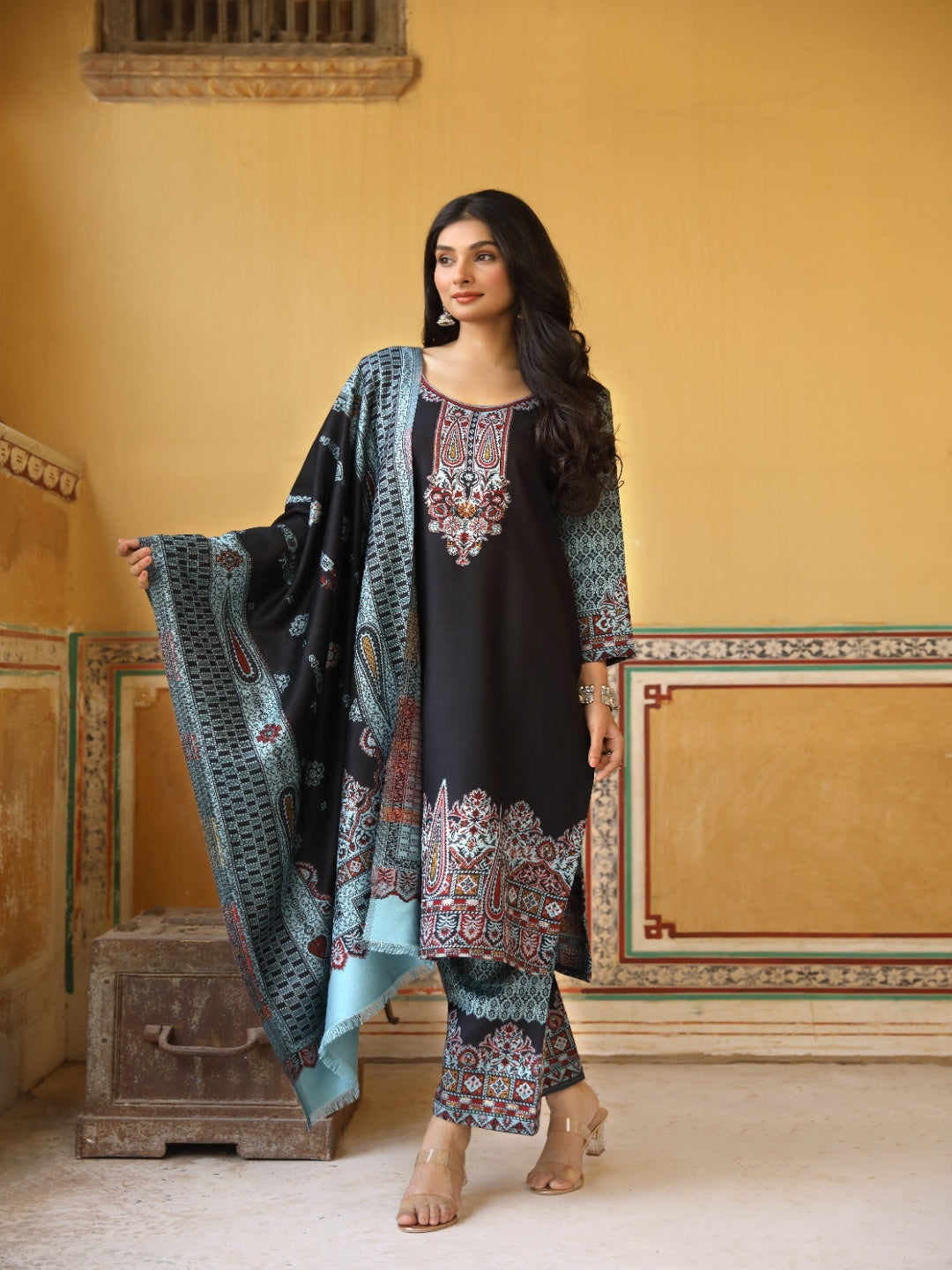 Kidar's Black Acrylic Woolen Kurta Set– Kidar Textiles