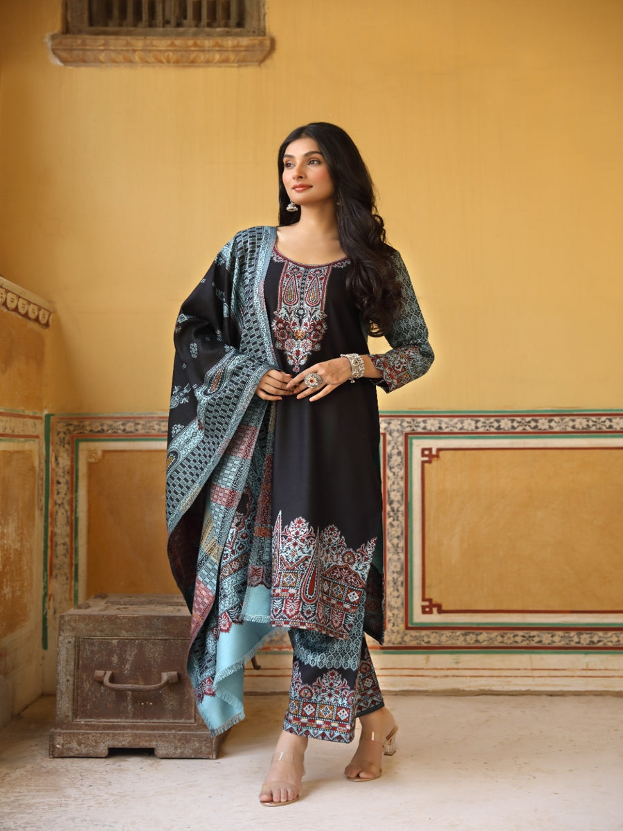 Kidar's Black Acrylic Woolen Kurta Set– Kidar Textiles