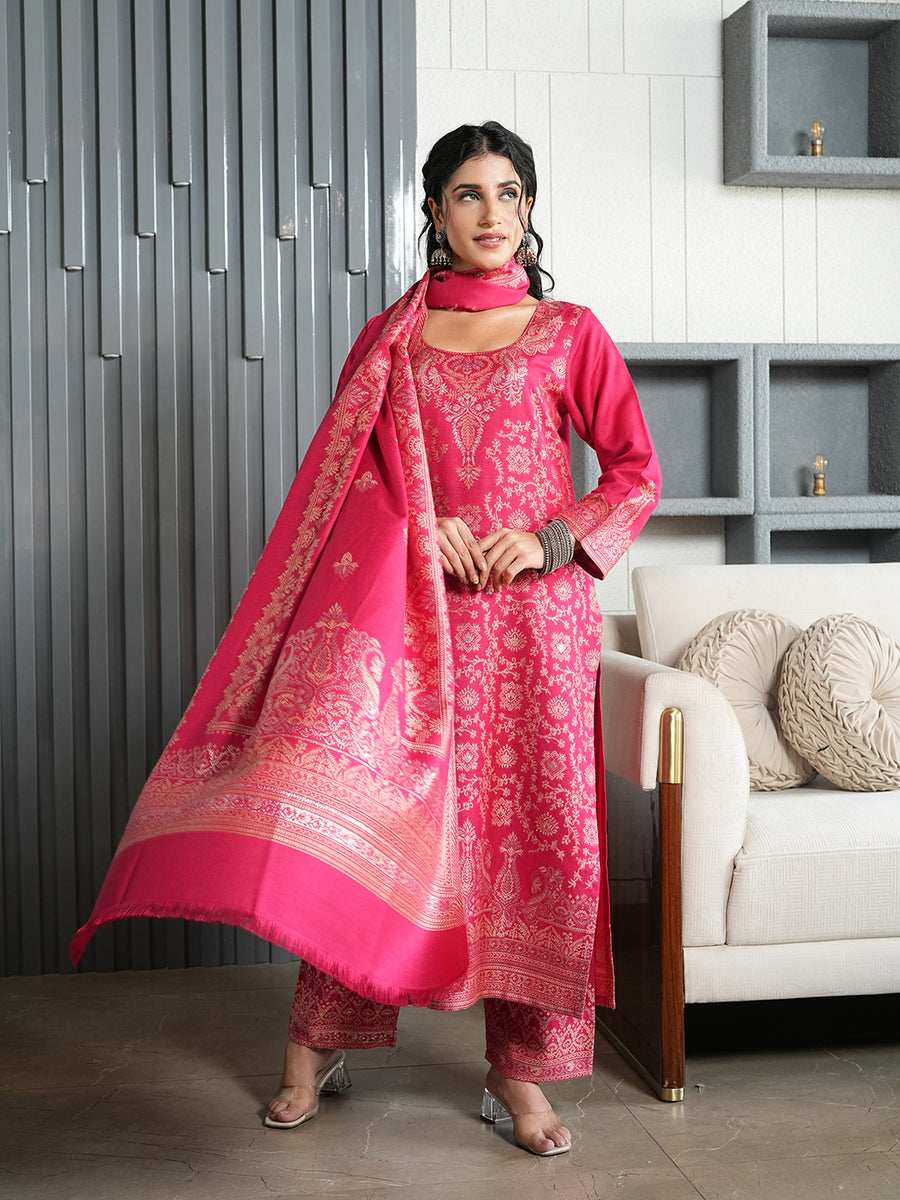 Kidar's Magenta Acrylic Woolen Kurta Set– Kidar Textile Mills