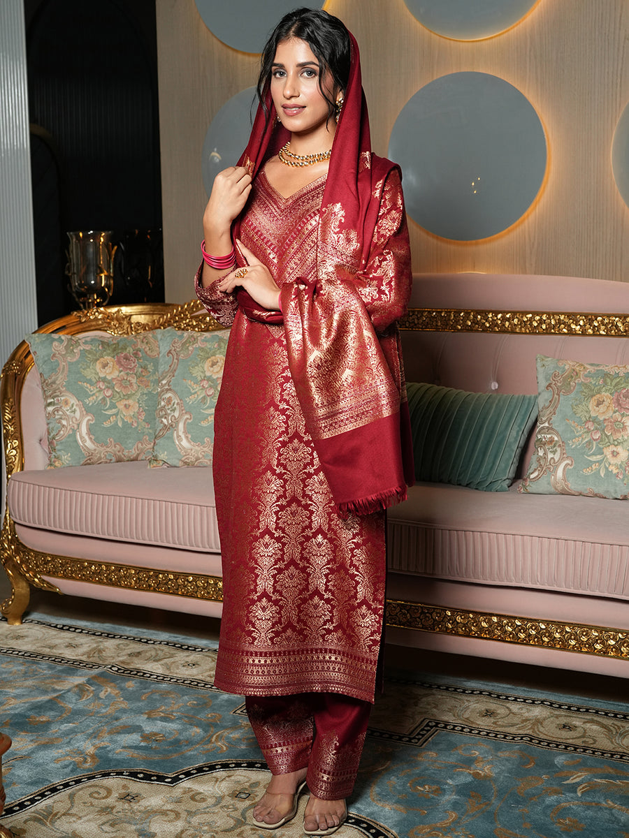 Kidar's Mehroon Acrylic Woolen Kurta Set– Kidar Textile Mills